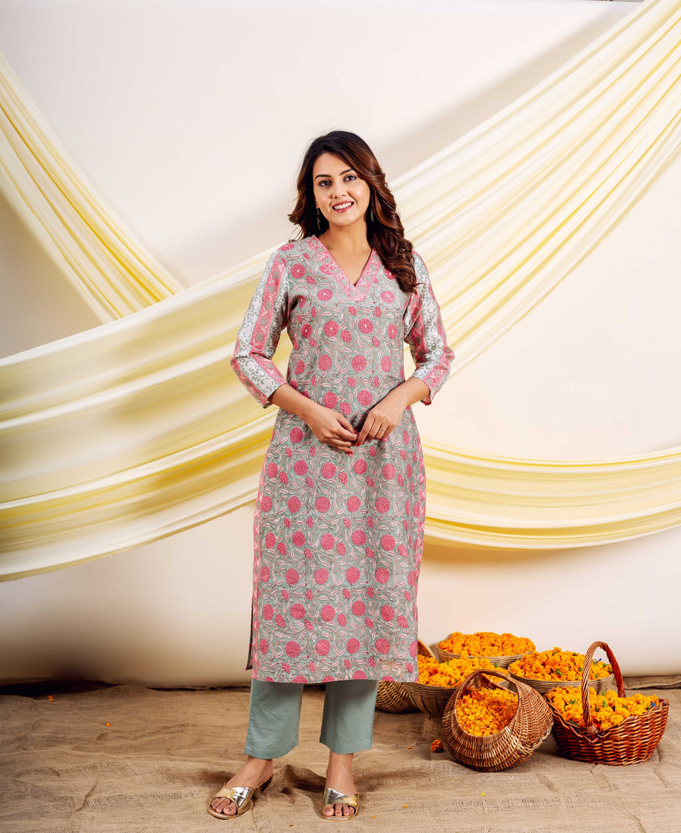 Radha's Serene Block Printed Ensemble – Missprint India